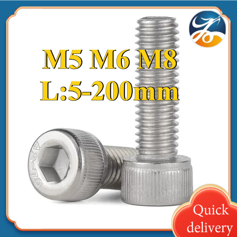 Hex Socket Cap Head Screws/Stainless Steel 304 SHINY SURFACE Allen Bolt/Button Allen skru M5/M6 ...