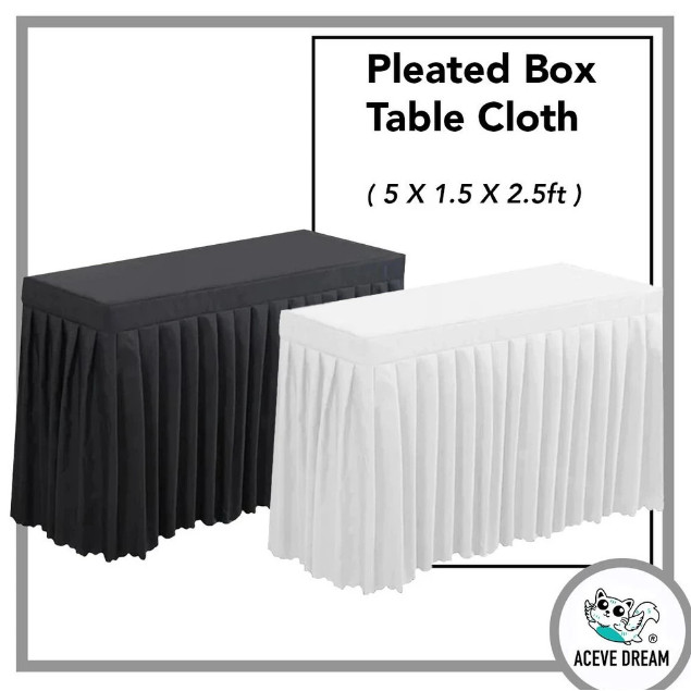 5x1.5FT Pleated Box Table Cover Skirting Meja Hotel Wedding Banquet ...