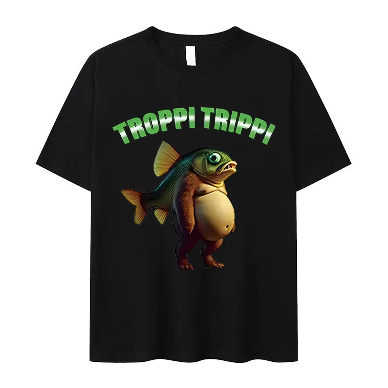 Italian Brainrot Trippi Troppi Funny Fish Meme TShirt MenItalian ...