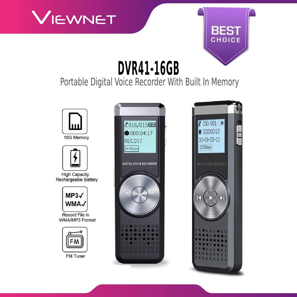 [DVR41/16GB] PORTABLE DIGITAL VOICE RECORDER WITH BUILT-IN 16GB MEMORY ...