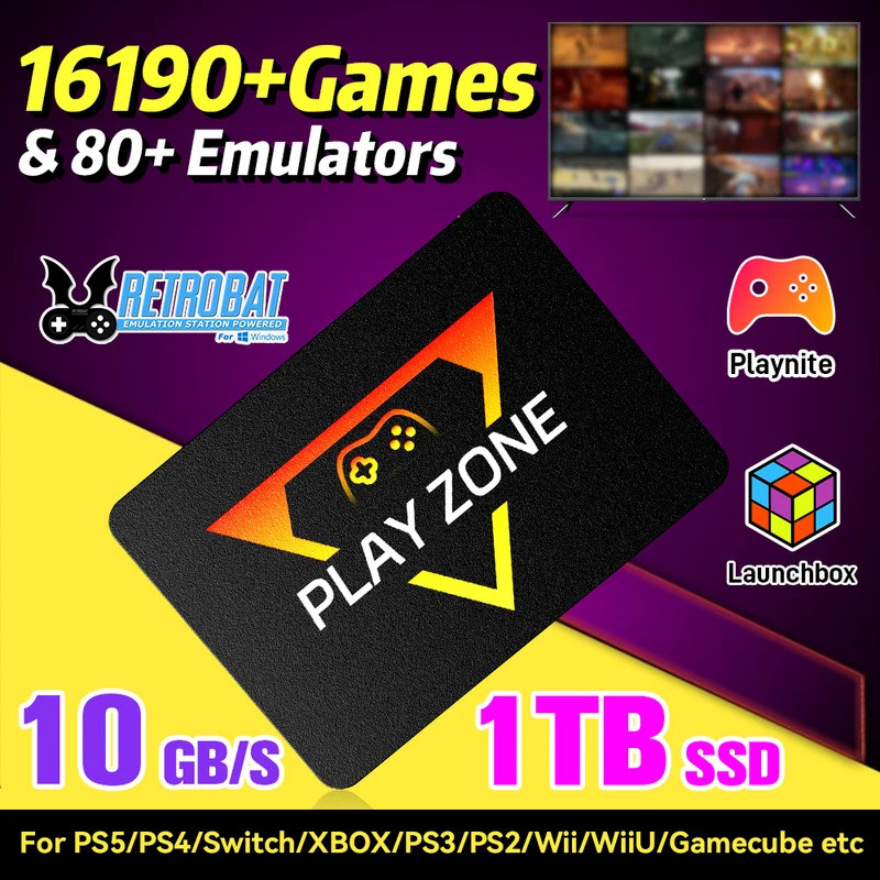 1TB External Gaming SSD Retrobat & Playnite & Launchbox Retro Game ...