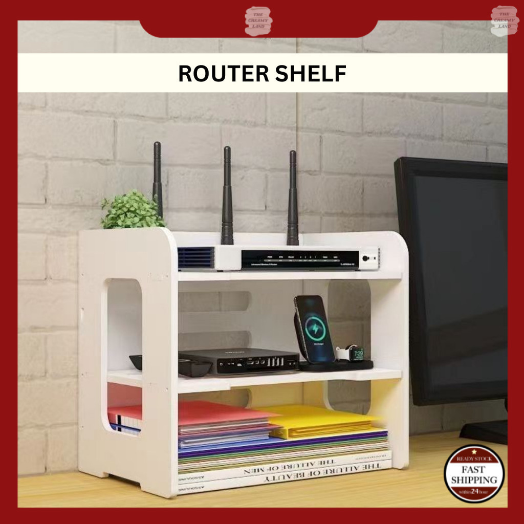 Router Shelf Modem Holder Heat Dissipation Rack Storage Desk Stationery ...