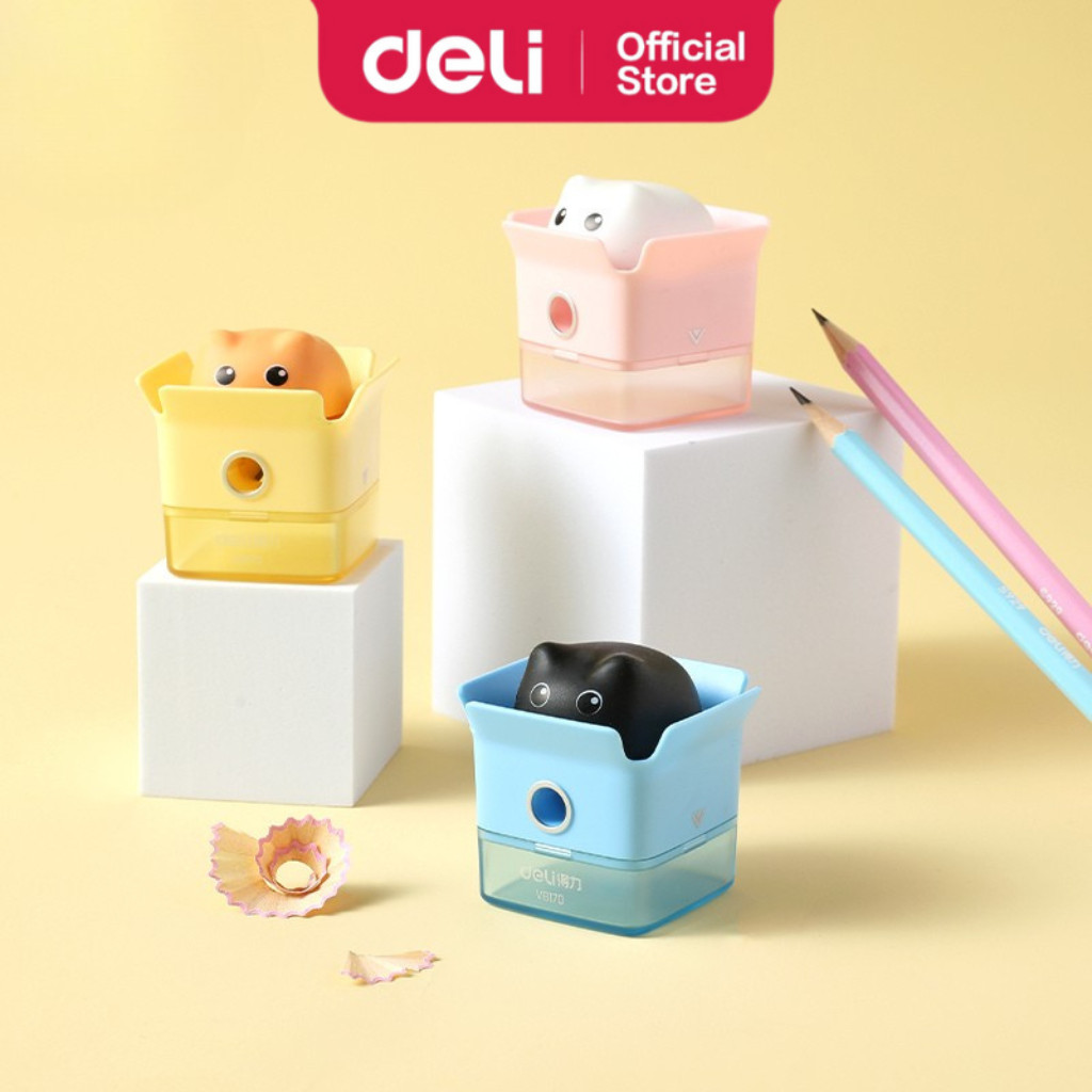 Deli Assorted Pencil Sharpener Cute Design with Tray Stainless Steel ...