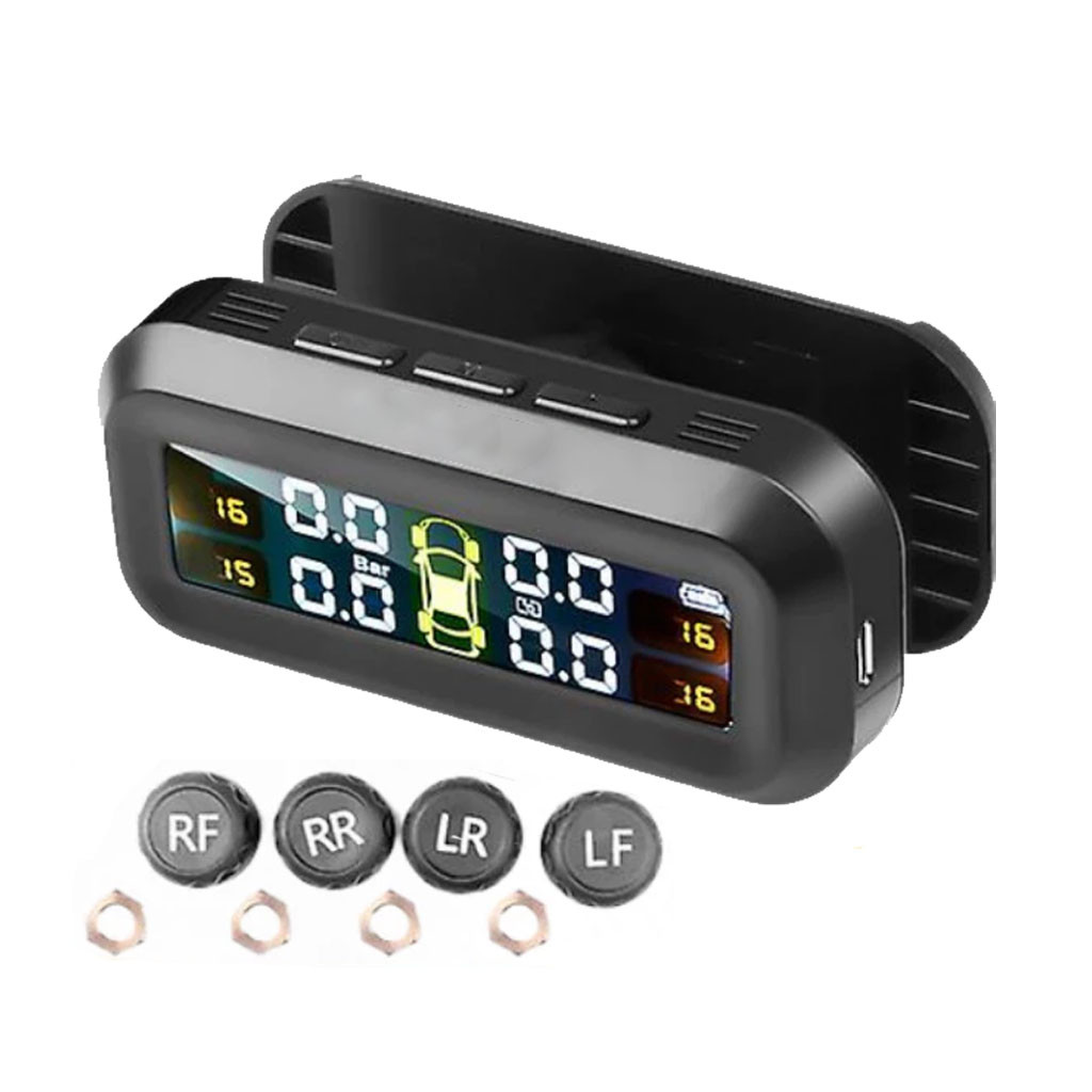 Smart TPMS With Color Screen Tire Pressure Monitor System Solar LED ...
