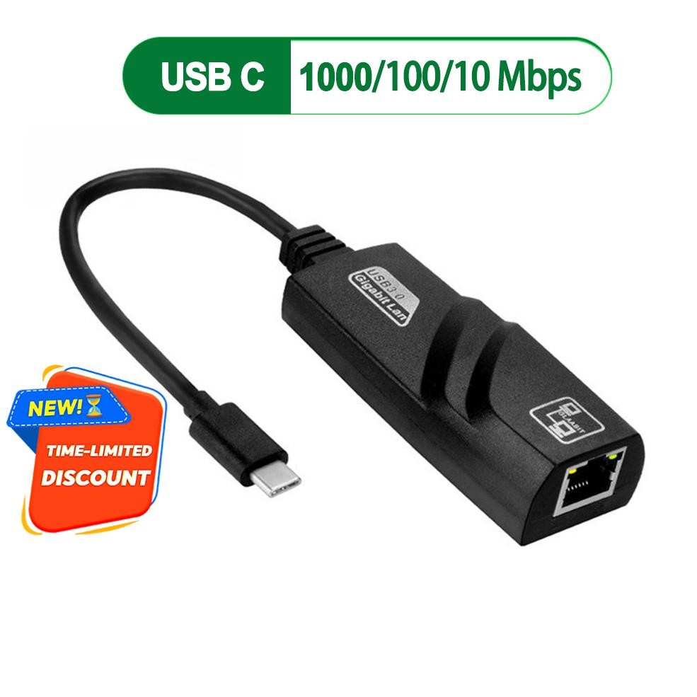 Type C to RJ45 LAN Network Card 1000Mbps USB C Gigabit Ethernet Adapter ...