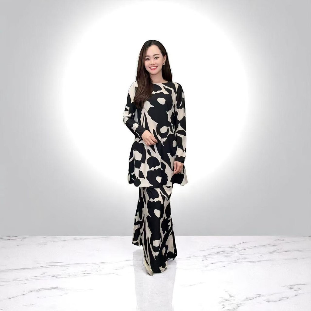 YAN@YAN Bold Bloom Baju Kurung Elegant Modern Floral -20235 | Shopee ...