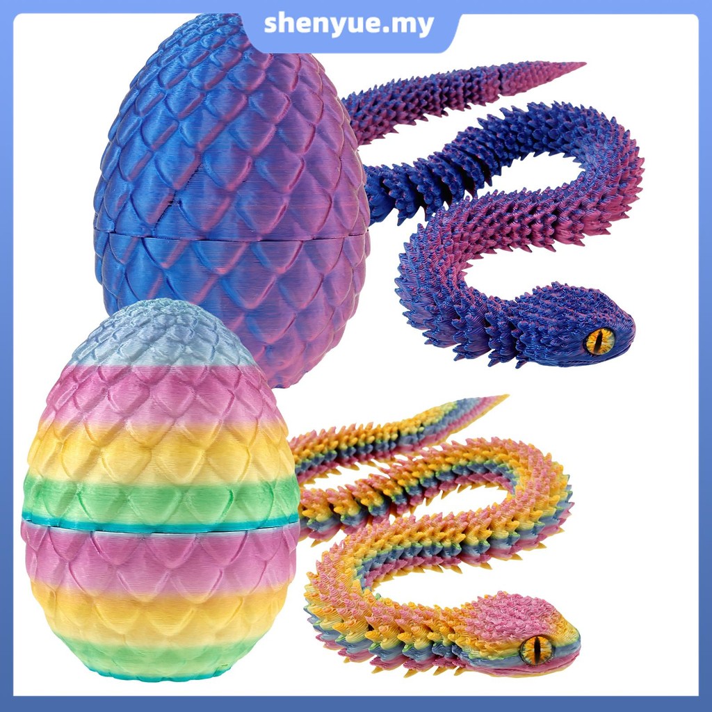 2Pcs 3D Printed Snake Dragon Egg Snake Wiggle Toy Desk Decorative ...