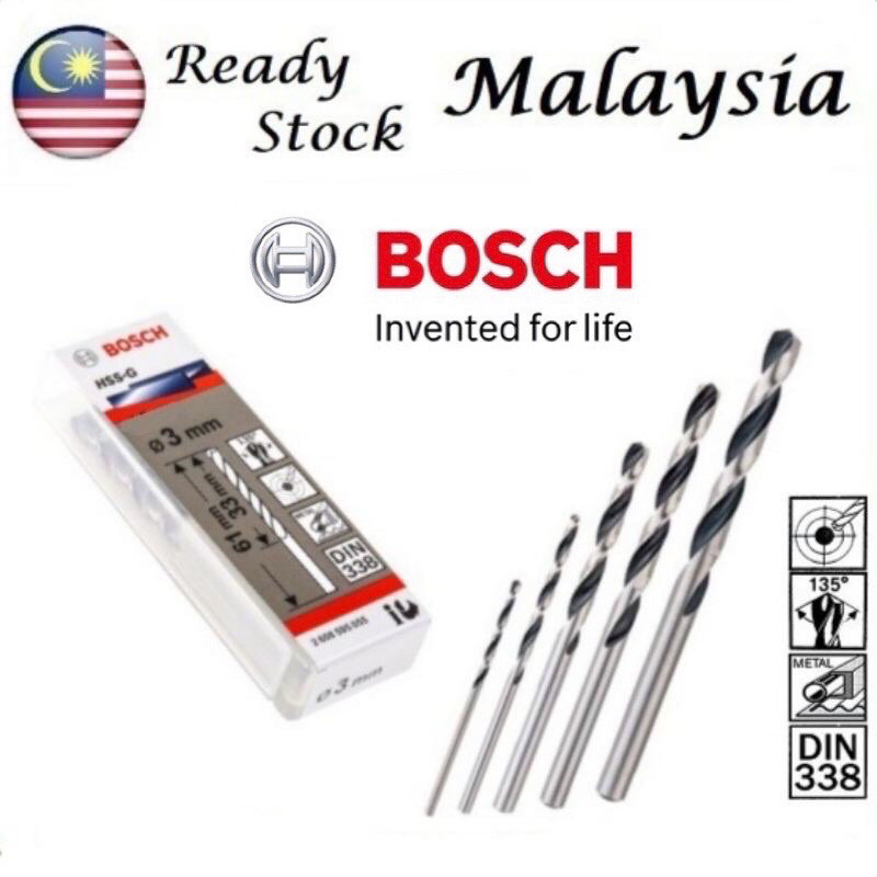 BOSCH HSS-G Metal Drill Bit 1mm - 6mm / HSS Twist Drill Bit Ground For Rotary Drills / Mata ...