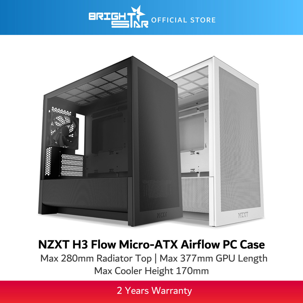 NZXT H3 Flow Micro-ATX Airflow PC Case - Black/White | Shopee Malaysia