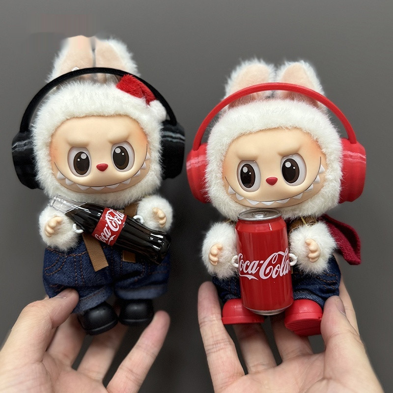Labubu Coke Series Clothes Red Headphones Denim Suspenders Outfit ...