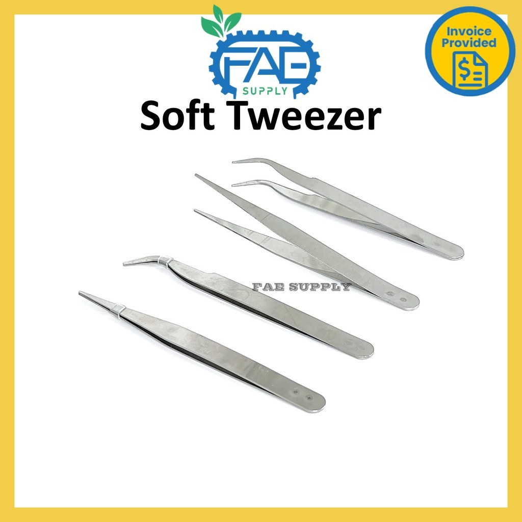 Soft Tweezer Curve Straight 11cm 直头弯头镊子 Lengkung Pinset Lembut Lurus ...