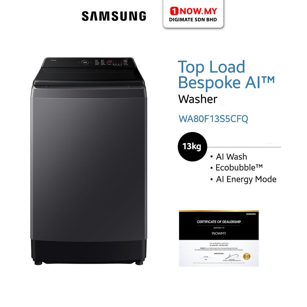 SAMSUNG 13kg Inverter Bespoke Top Load AI Washer WA80F13S5CFQ | 4 Star Efficient Mesin Basuh 洗衣机 ...