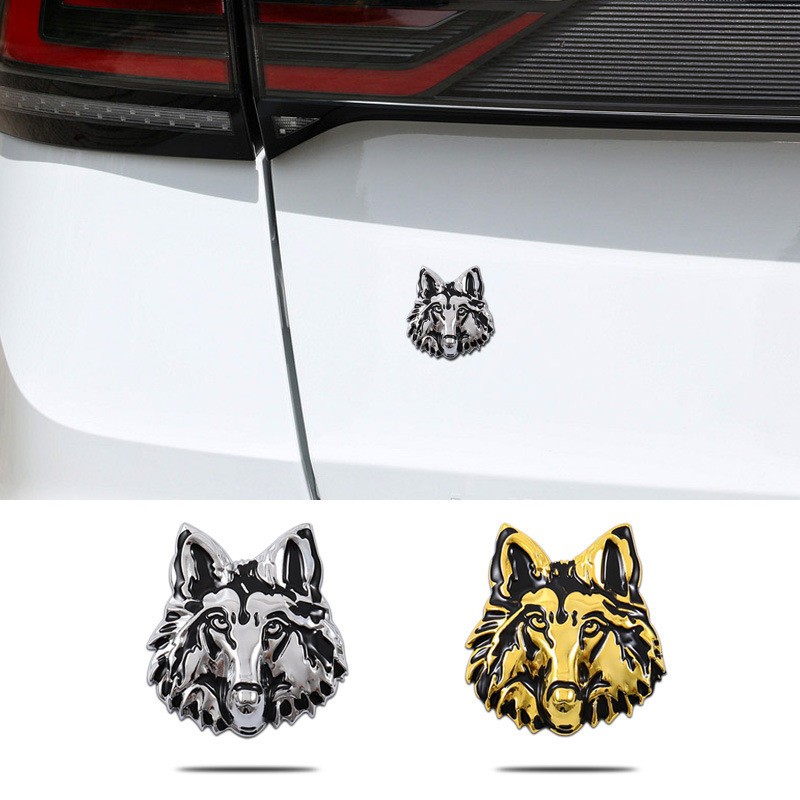 Car Modification Metal Labeling Wolf Head Bumper Stickers 3D Three ...
