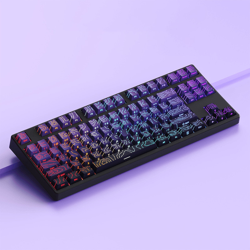 Purple Topographic 4.0 PBT Double Shot Keycaps Side Print RGB Backlit ...
