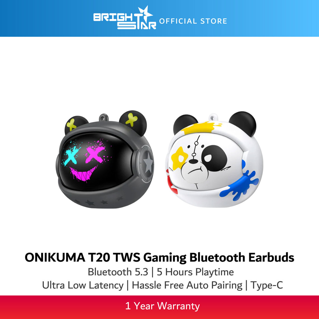 ONIKUMA T20 TWS Cyberpunk Design Bluetooth Earphones [Black/White ...