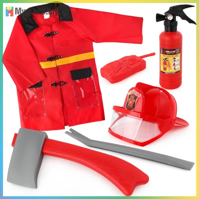Mypink Kids Firefighter Costume Tool Costume Role Play Suit Fireman ...
