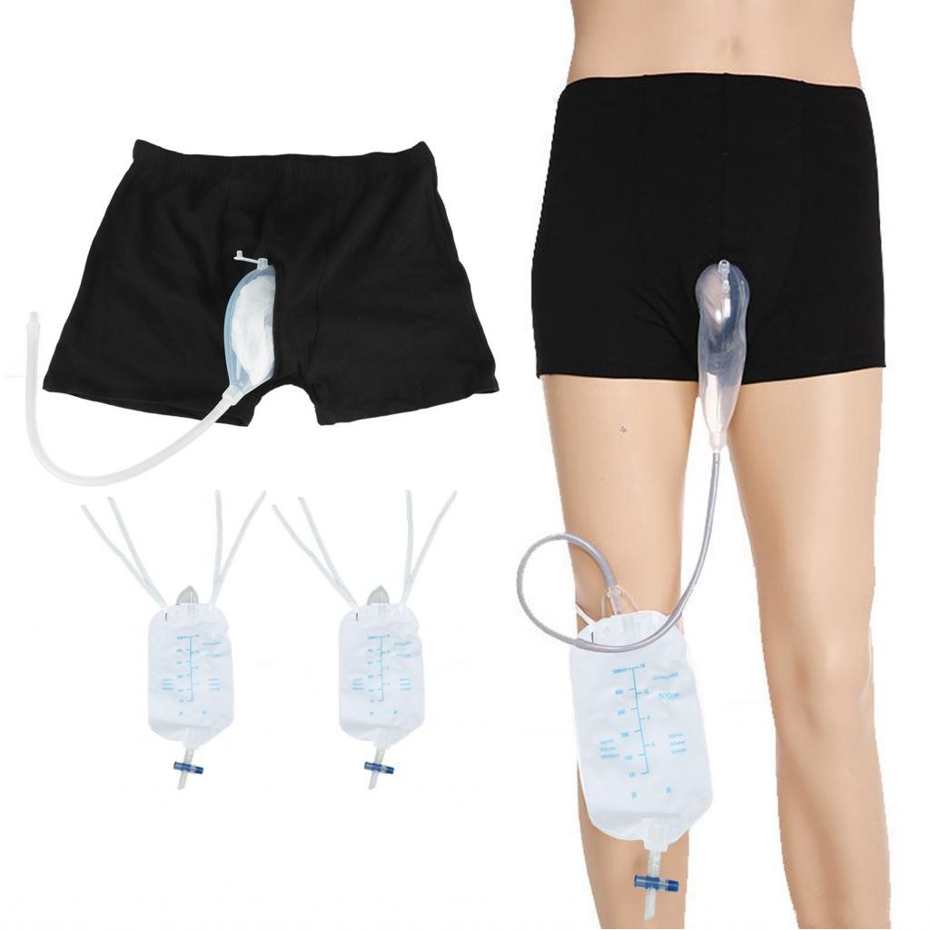 Wearable Men Urinal Bag Elastic Waistband Portable Male Shorts Urine ...