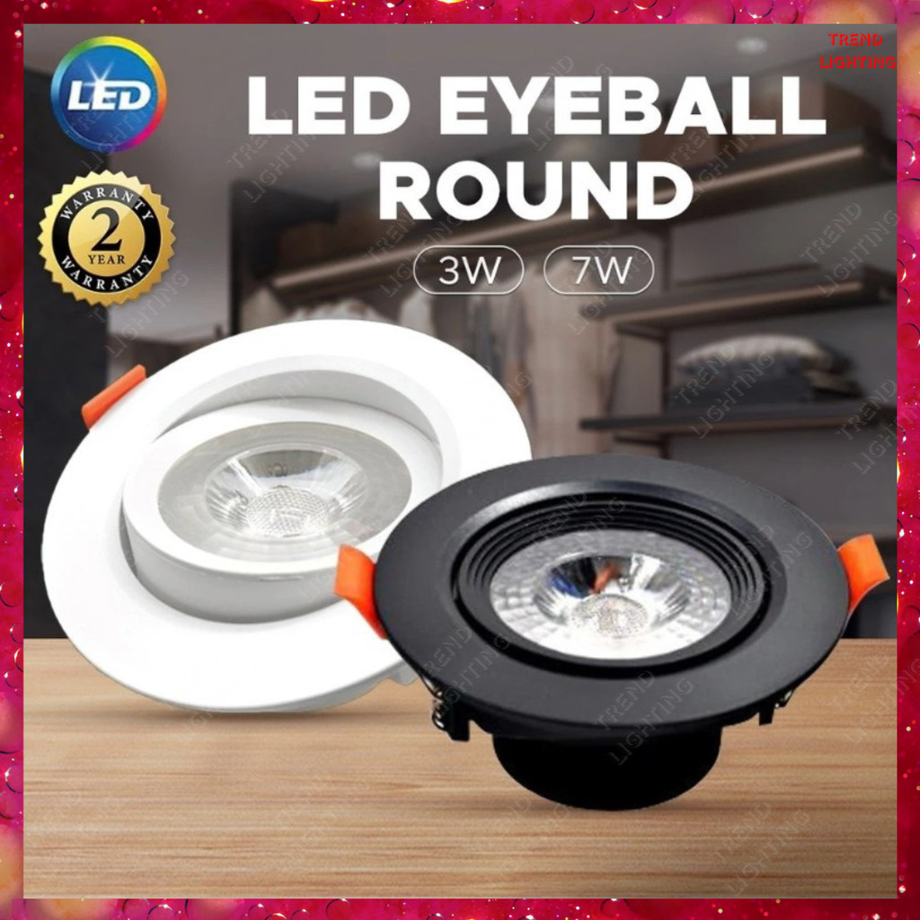 LED Eyeball 3W/7W Black/White LED Recessed Spotlight 240V 3 Colour LED ...