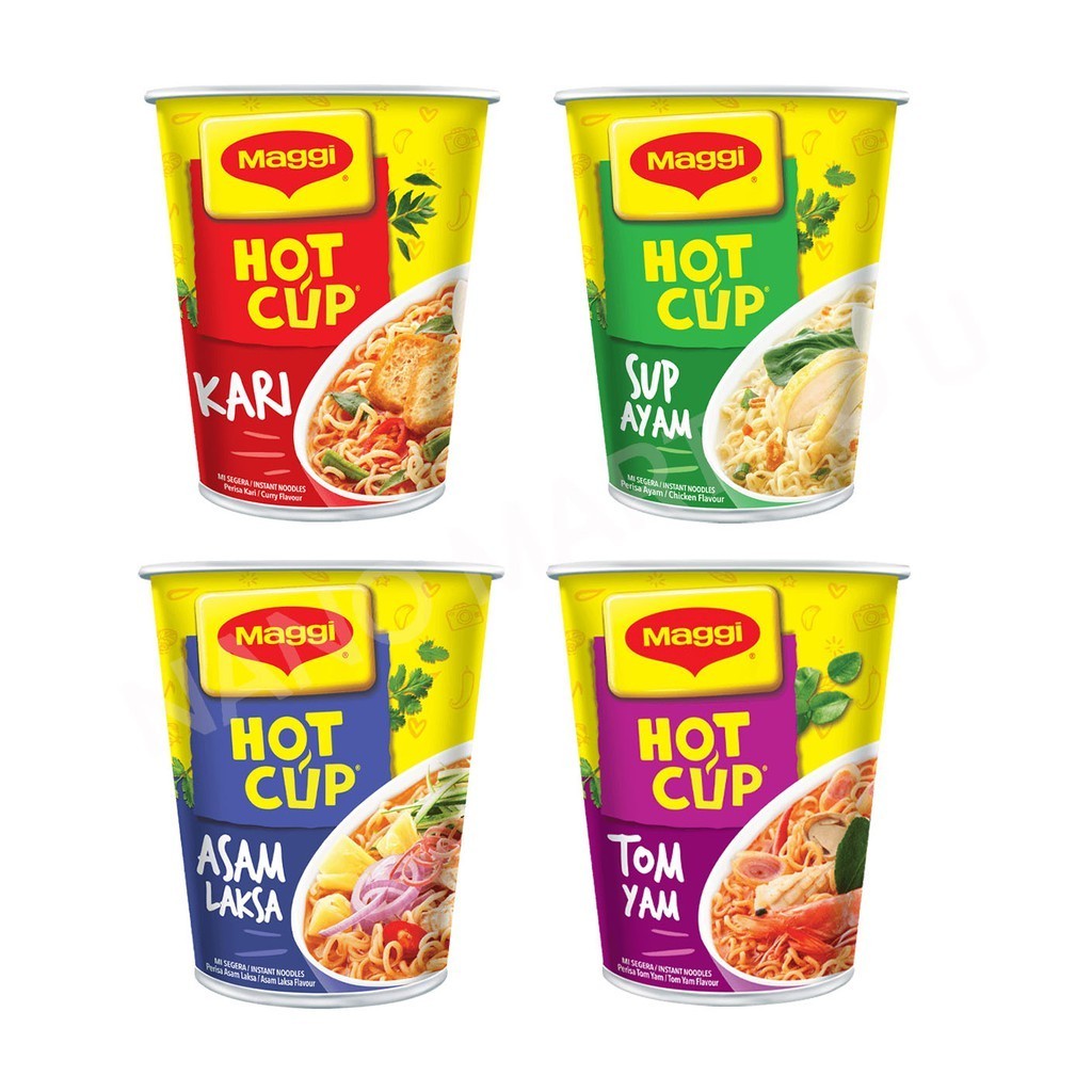 MAGGI Instant Noodle Hot Cup Kari Sup Ayam Tomyam Asam Laksa 60G ...