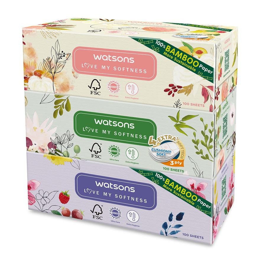 WATSONS X-flower Velvet Facial Box Tissue 3plyx100shtx3s | Shopee Malaysia