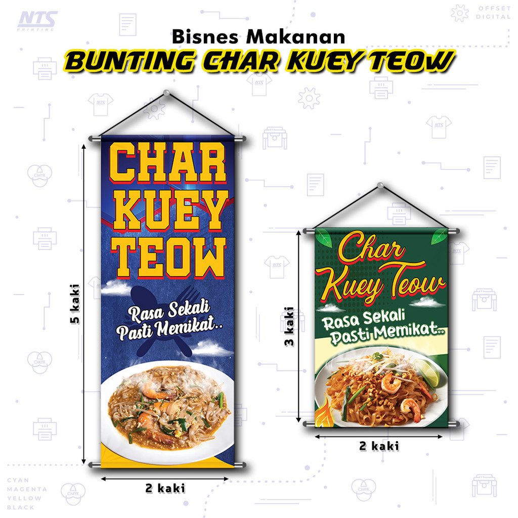 READY DESIGN BUNTING CHAR KUEY TEOW - MAKANAN / KHEMAH / PASAR MALAM ...