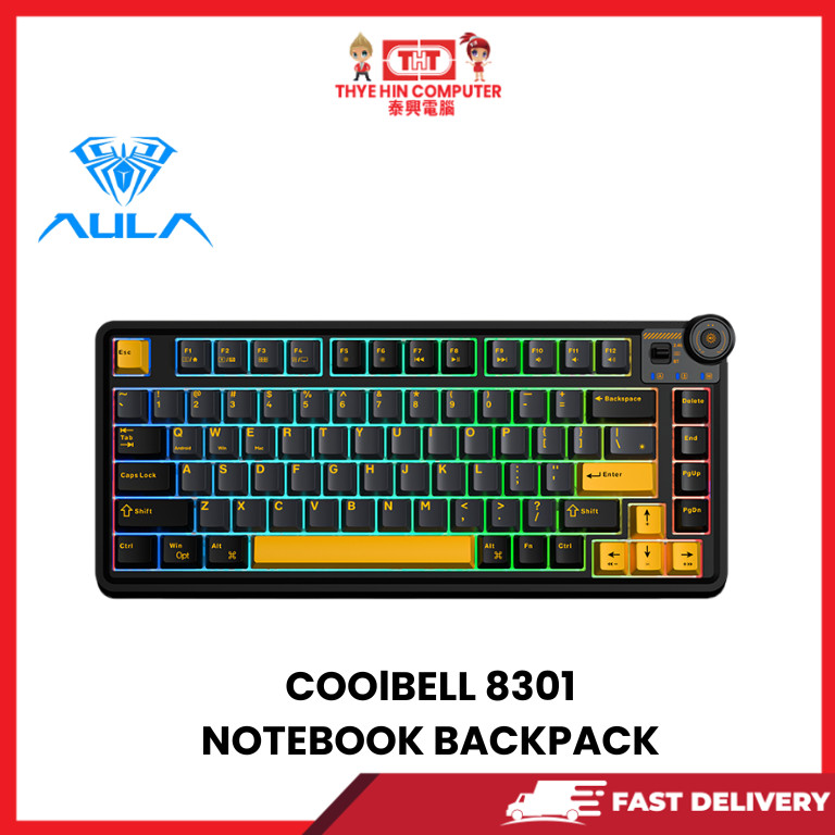 AULA F75 3 IN 1 GASKET KEYBOARD (BLACK+ GRAY+ YELLOW) | Shopee Malaysia