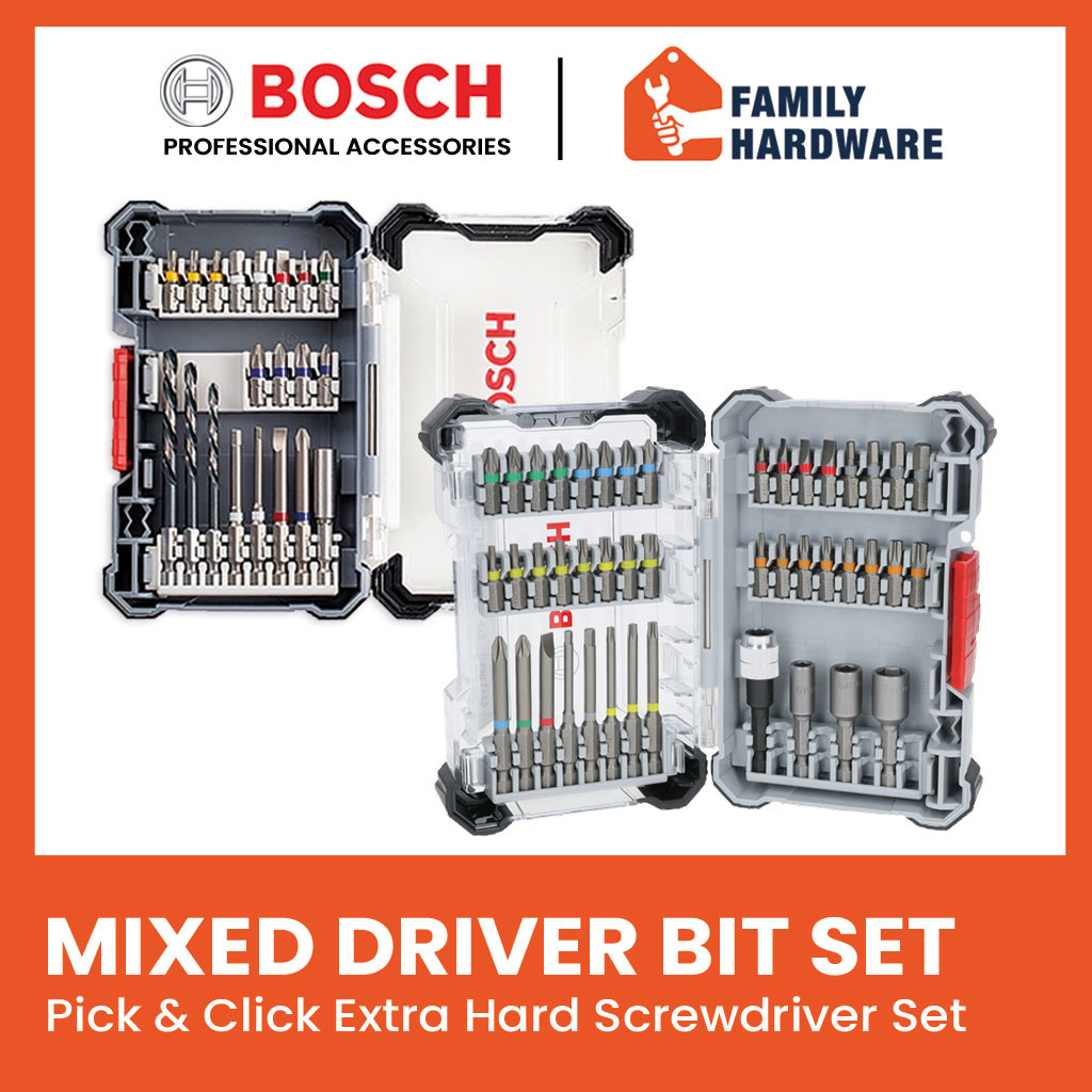 BOSCH 20pcs 44pcs Pick & Click Mixed Screwdriver Set Extra Hard ...