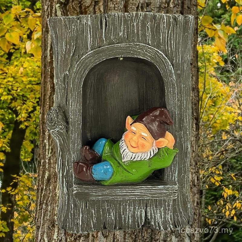 Outdoor Decor Charm - Solar-Powered Tree Face Gnome Statue - Perfectly ...
