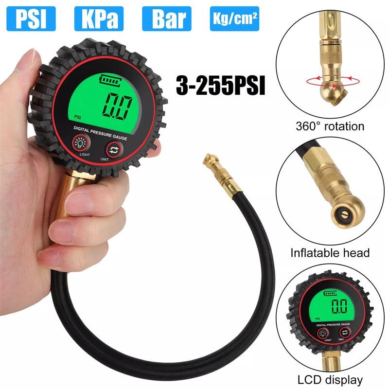 Digital Display Tire Air Pressure Inflator Gauges LED Backlight Vehicle ...