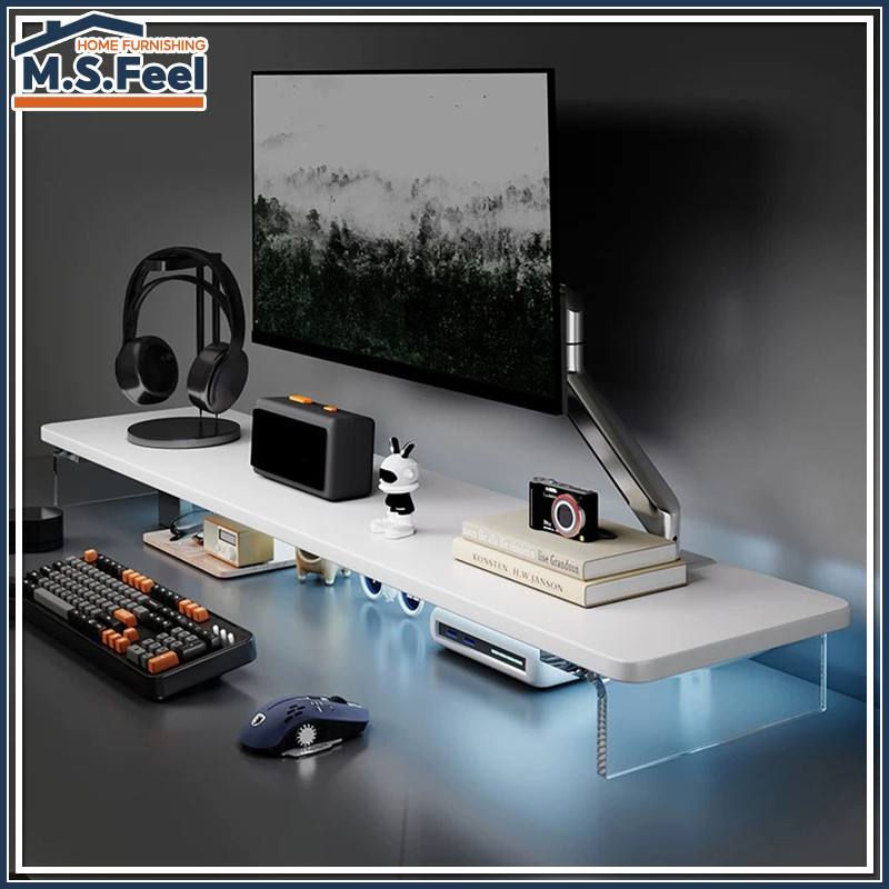 White Monitor Riser Monitor Stand Desktop Height Increase Shelf Cooling ...