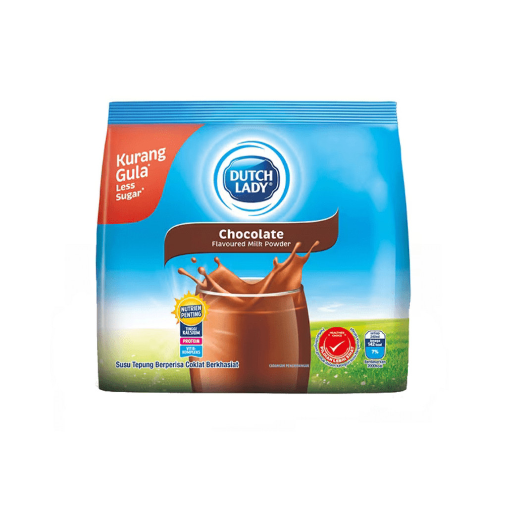 DUTCH LADY Chocolate Less Sugar Flavoured Milk Powder 350G 600G 900G ...