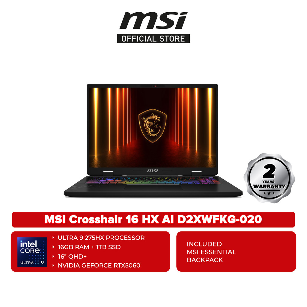 MSI Crosshair 16 HX AI D2XWFKG-020 16'' QHD+ Gaming Laptop | Shopee ...