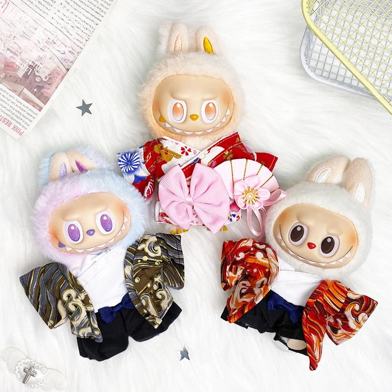 CF (No dolls) For 17cm labubu v1/v2/v3 cloth Japanese Kimono Bathrobe ...