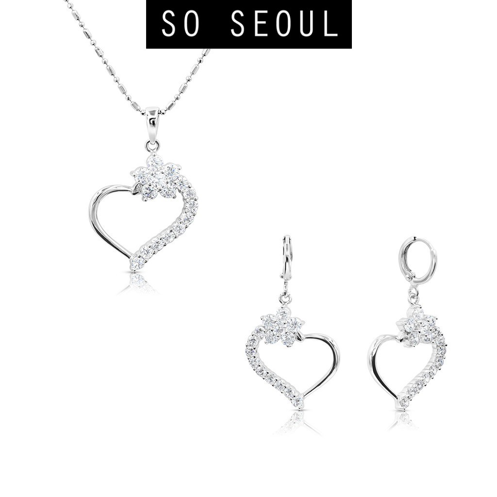 SO SEOUL Amora Open Heart Diamond Simulant Cubic Zircon Hoop Earrings ...