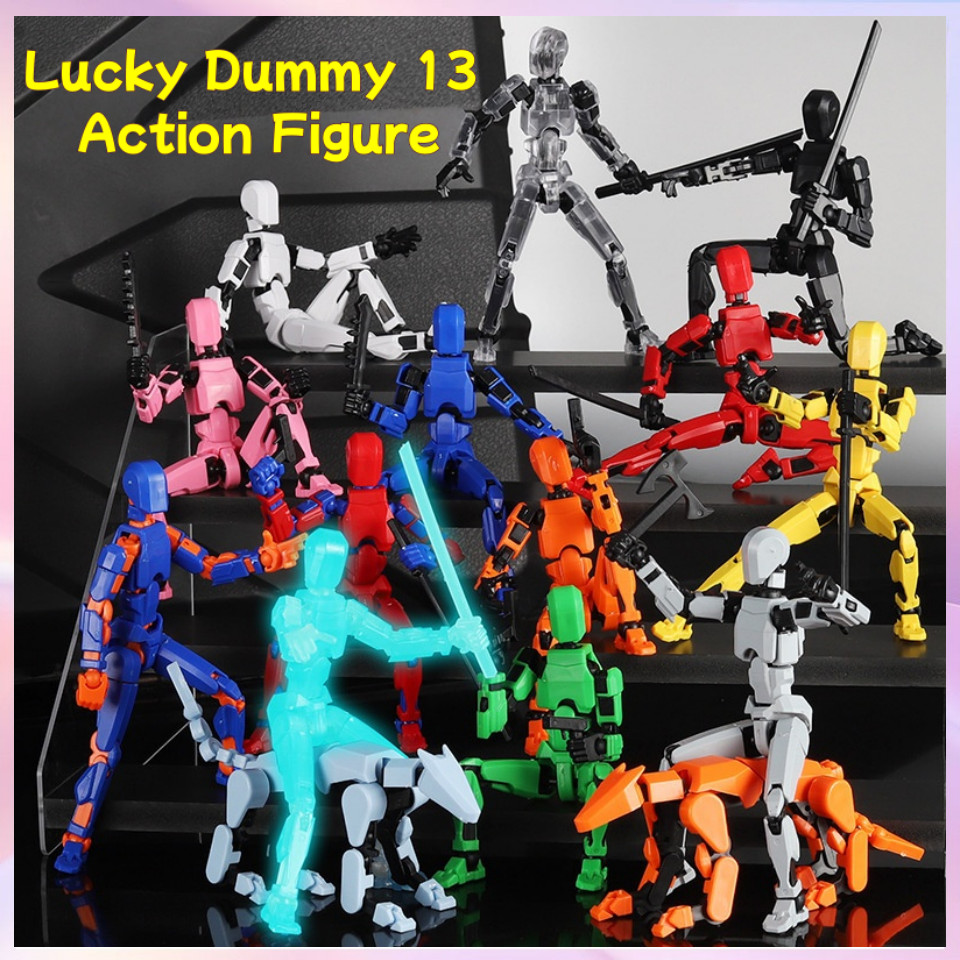 3D Printed Lucky Dummy 13 Action Figure Mini Robot Doll Toy Multi Joint ...