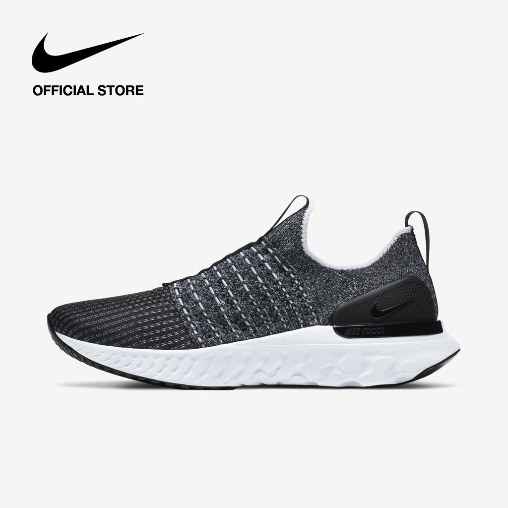 Nike Men's React Phantom Run Flyknit 2 Road Running Shoes - Black ...