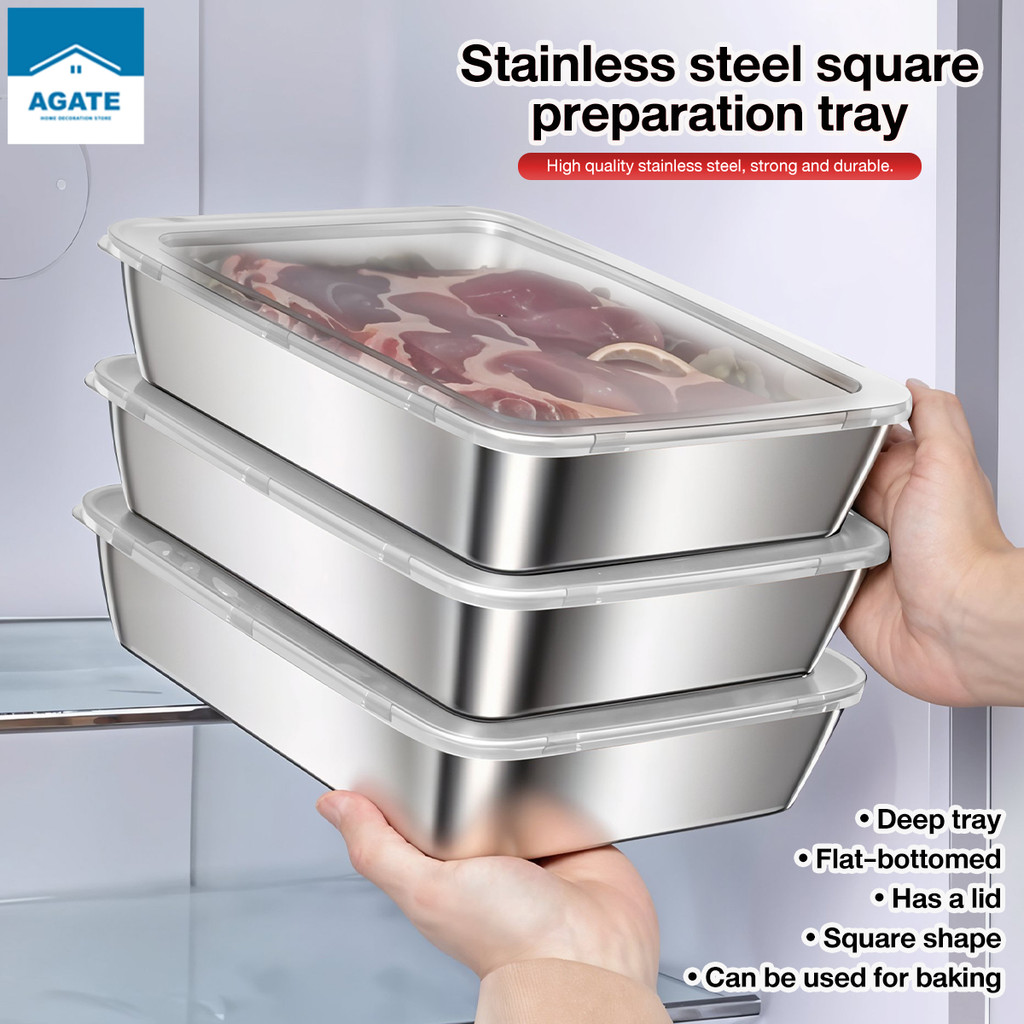 304 Stainless Steel Fresh Keeping Storage Box With Lid Grill Organizer ...