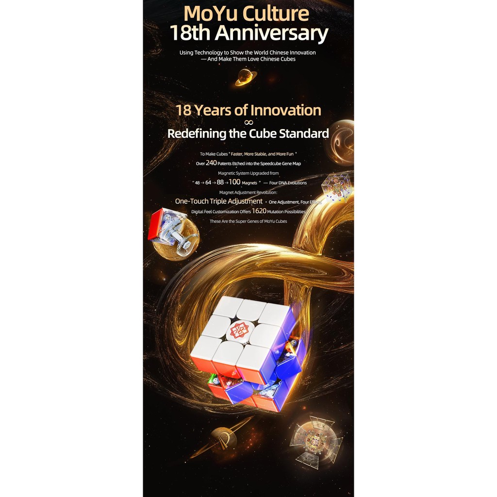 MOYU Super Weilong 3x3 V2 18th Anniversary Edition AI 3x3 Maglev Magic Speed Cube Weilong V2M ...