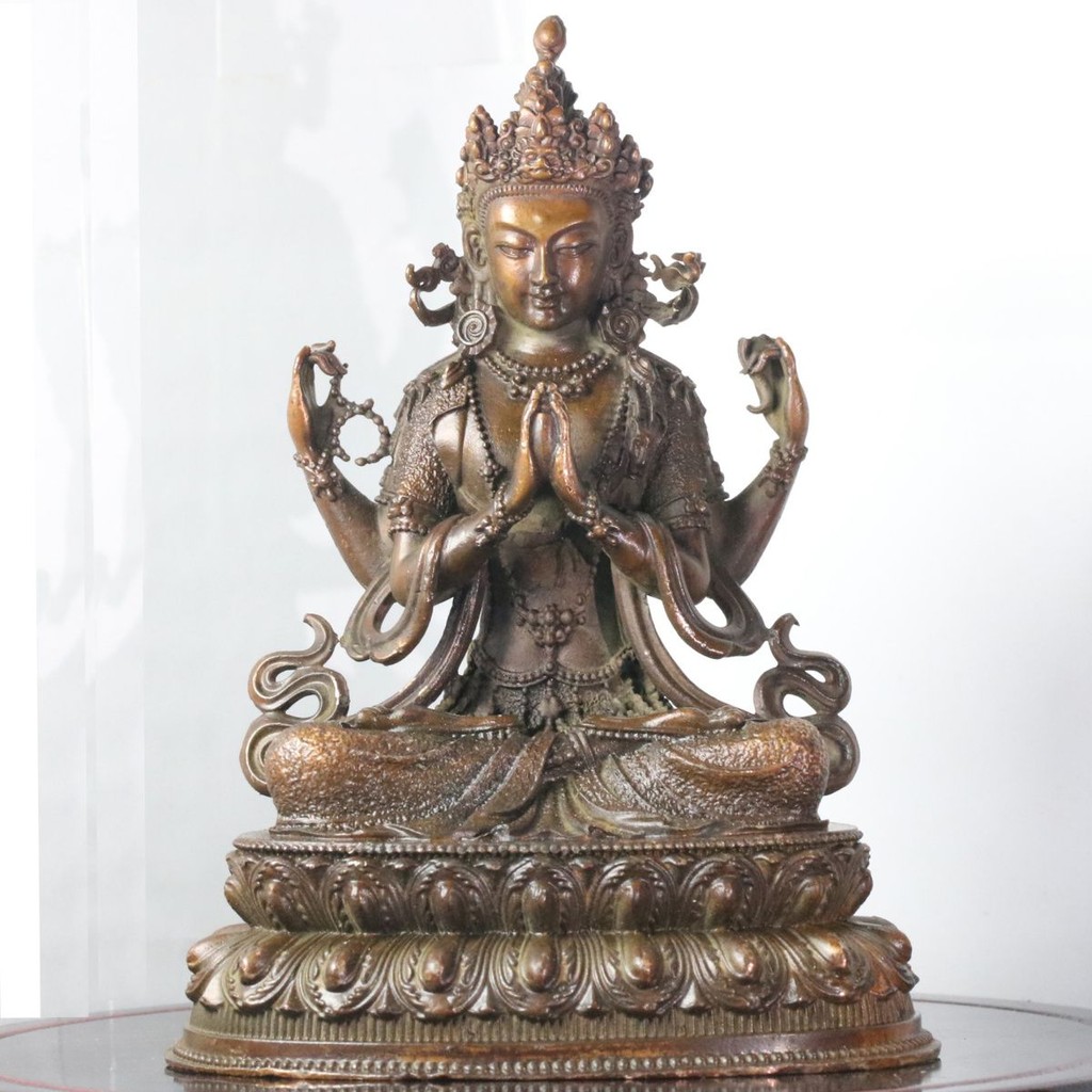 Four-Arm Pure Copper Guanyin Tibetan Gilt Bronze Statue Guanyin ...