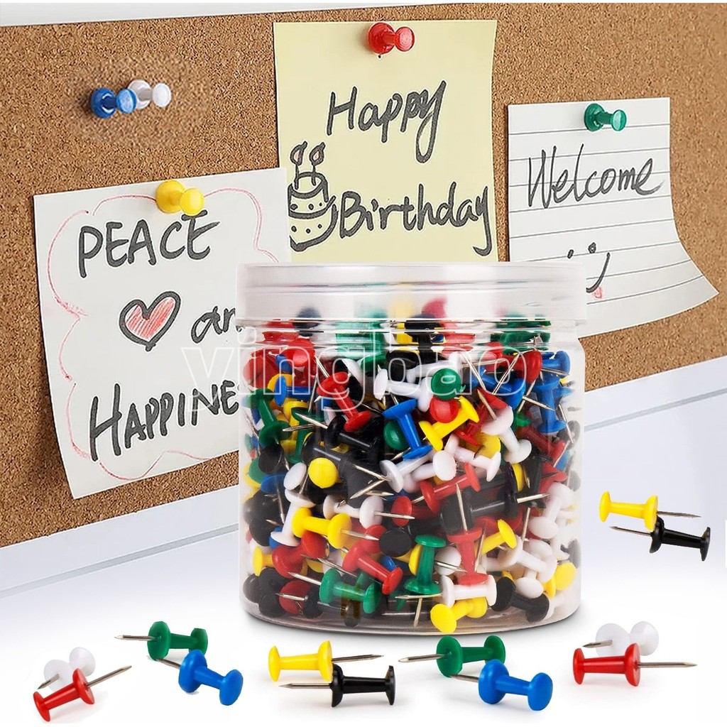 100 Count Colorful Push Pins for Bulletin Board Thumb Tacks for Wall ...