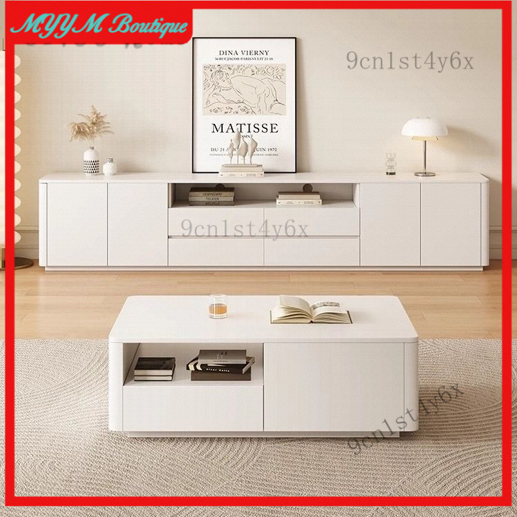 Cream style solid wood tea table TV cabinet/home living room light ...