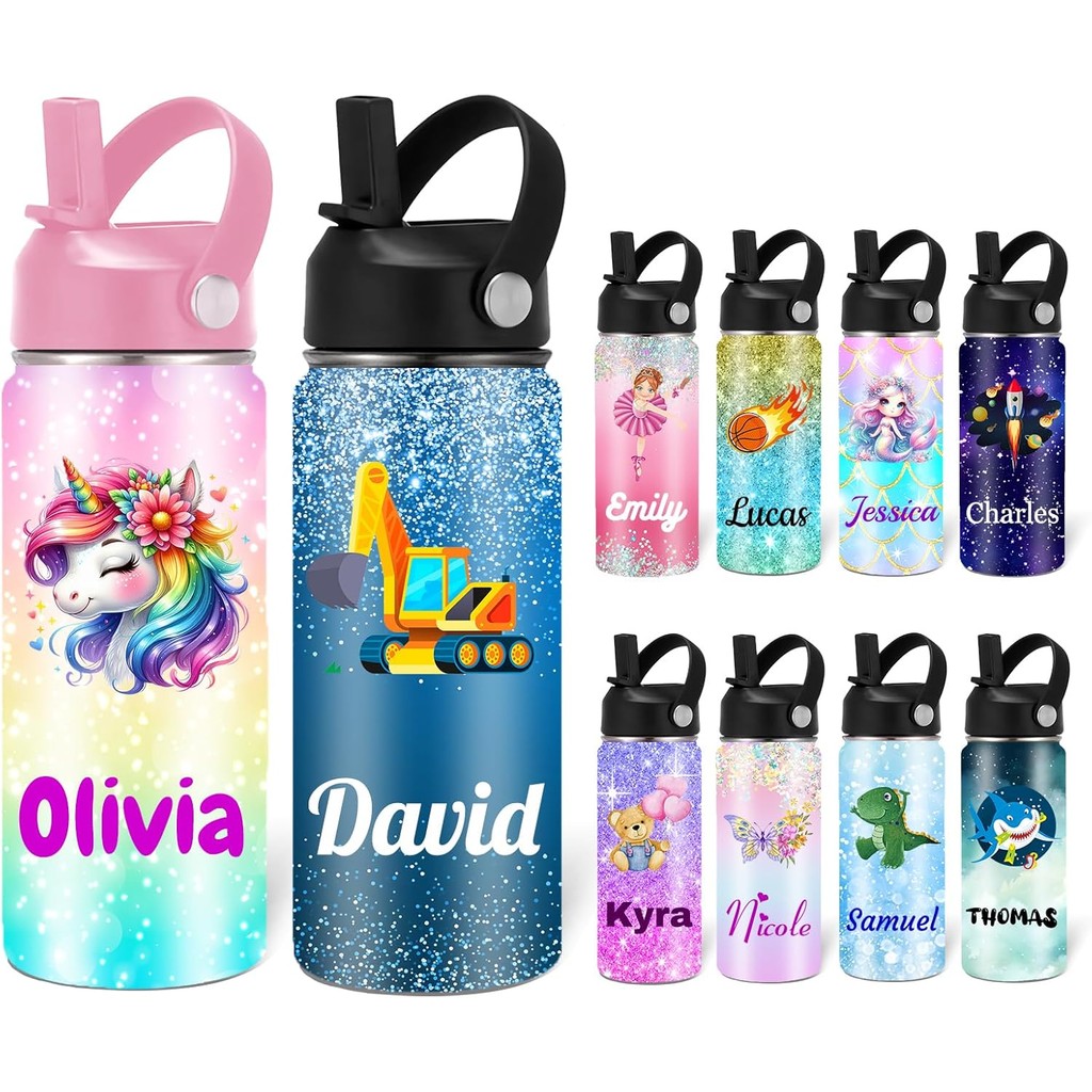 Botol Air Tersuai Tersuai untuk Kanak-kanak Botol Air Tersuai dengan Nama Cawan Tertebat Keluli ...