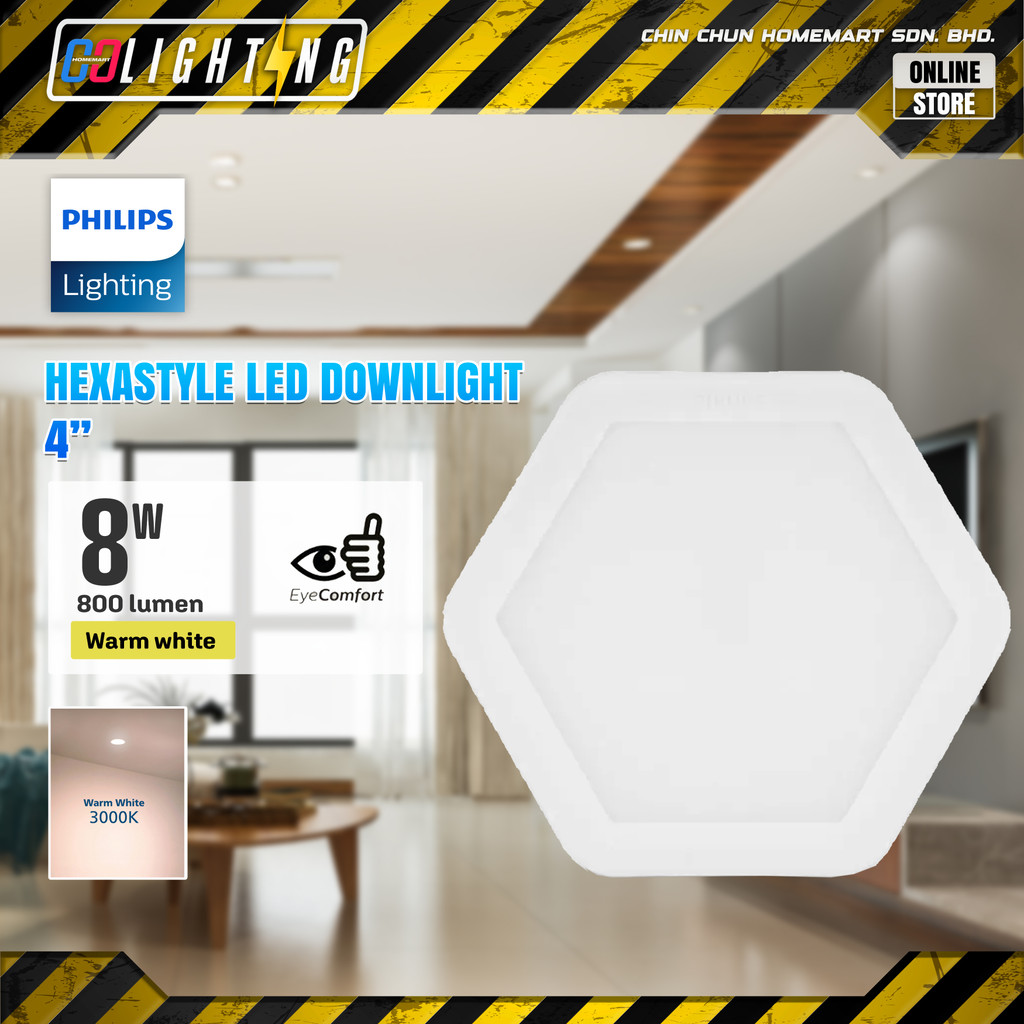 PHILIPS HEXASTYLE LED DOWNLIGHT [8W] 4" MENTOL LED | Shopee Malaysia
