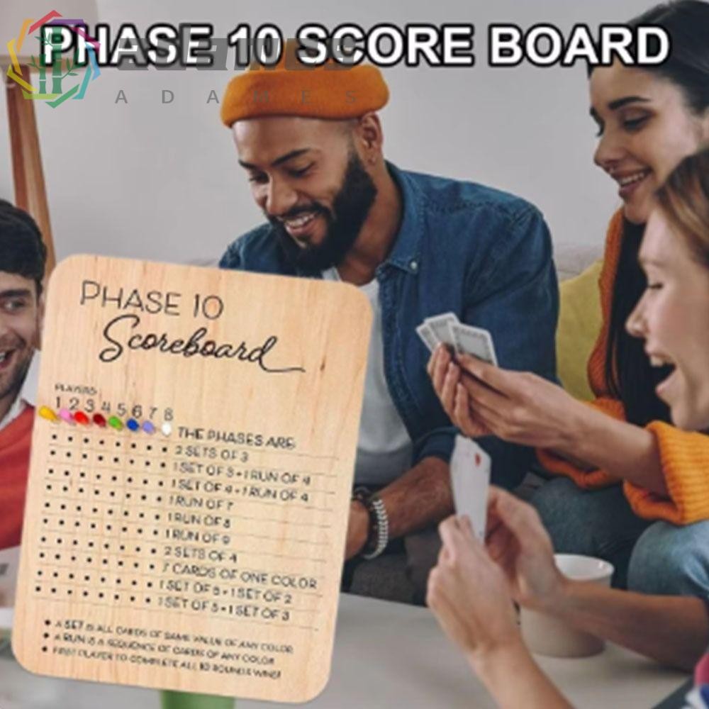 ADAMES Phase 10 Score Board, Wooden Classic Phase Ten Scorecard ...