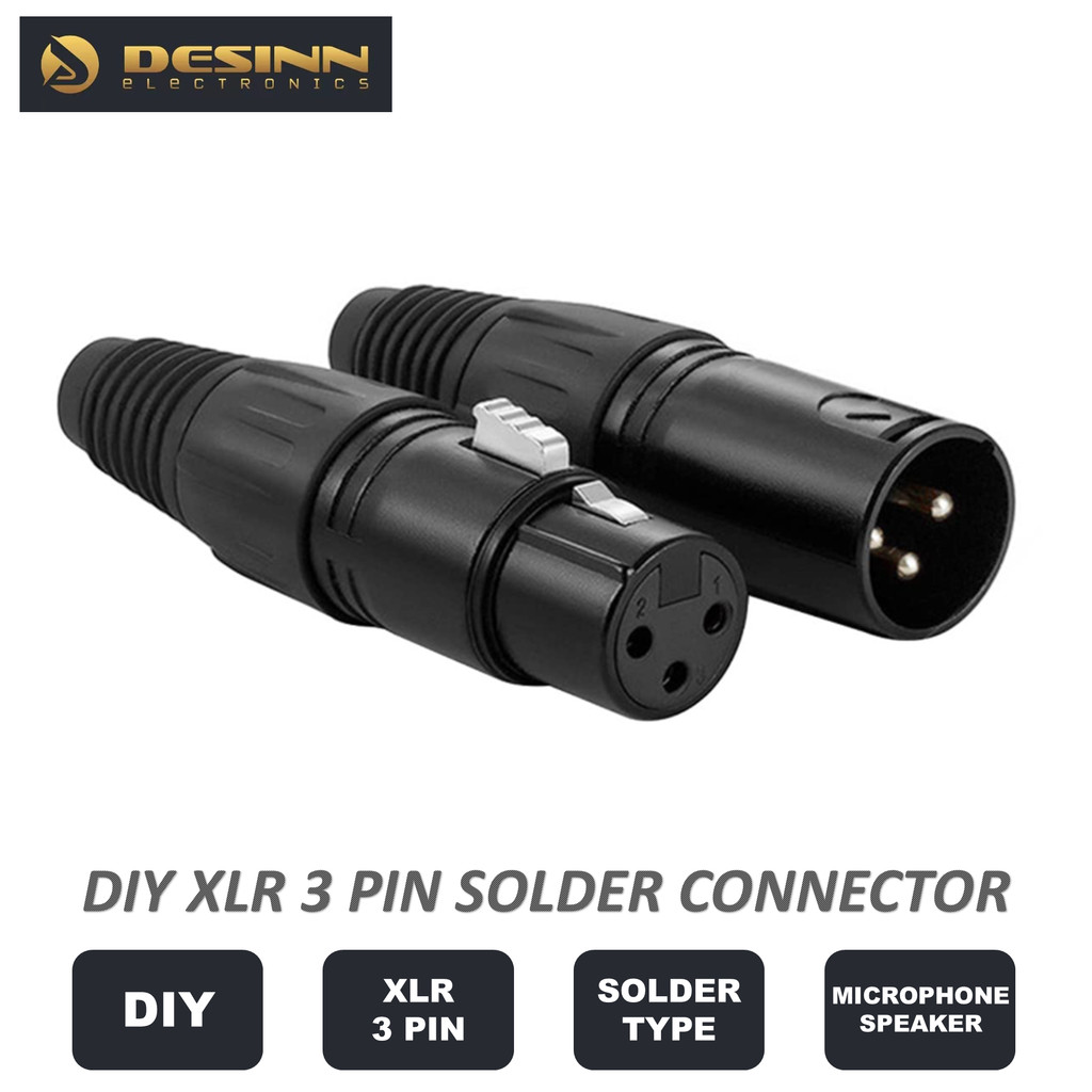 3 Pin XLR Connector Male/Female Solder Type Audio Mic Adapter for Mixer ...