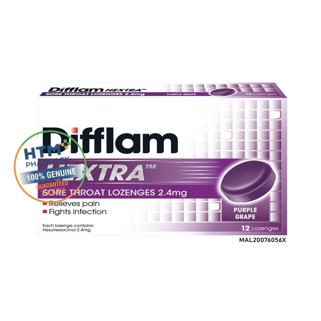 Difflam Hextra Sore Throat Lozenges 2.4mg 12's - Purple Grape VIDA ...