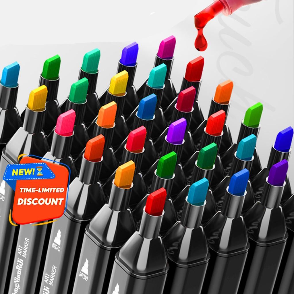 Kit 24/36/48/60/80 Color Double-Tip Markers/Art Painting School ...