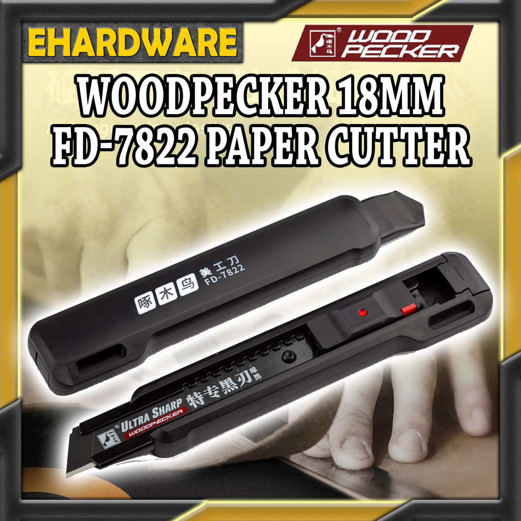 WOODPECKER 18MM FD-7822 BLACK ULTRA SHARP PAPER CUTTER UTILITY KNIFE ...