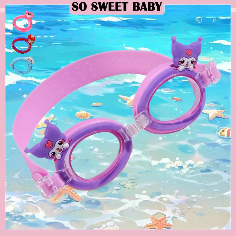 Kids Swimming Goggles Cute Cartoon Design Anti-Fog Kids Swim Adjustable ...