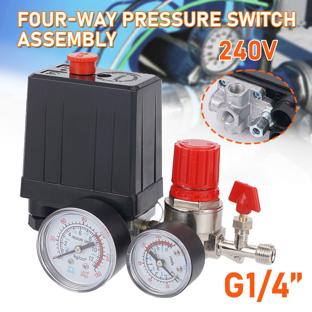 New Air Compressor Parts 90-175PSI Pressure Switch 4 Port Manifold ...